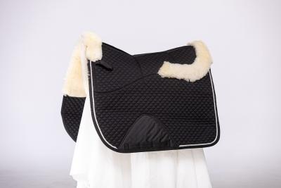 China Sheepskin DR saddle pad high withers with colour piping decoration 8 pockets system with inserts Genuine Australia sheepskin A grade for sale