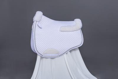 China New style sheepskin GP saddle pad with colour piping decoration Genuine Australia sheepskin A grade for sale