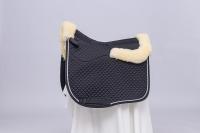 China Sheepskin DR Saddle Pad 4 Pockets System With Inserts And Colour Piping Decoration for sale
