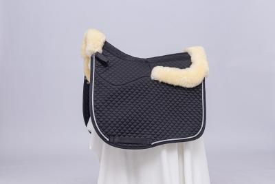 China Sheepskin DR Saddle Pad 4 Pockets System With Inserts And Colour Piping Decoration for sale