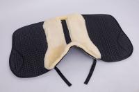 China Sheepskin DR Saddle Pad With Double Colour Piping Decoration Genuine Australia Sheepskin A Grade for sale