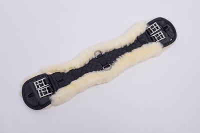 China Sheepskin Anatomic Dressage Girth With High Quality Stainless Steel Buckles Genuine Australia Sheepskin A Grade for sale
