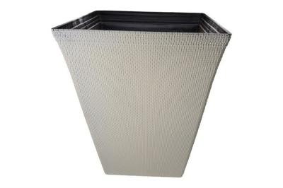 China Traditional 12 Inch Square Plastic Planter Matte Tall Grey Plastic Plant Pots for sale