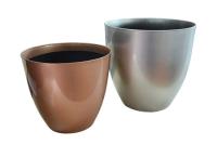 China Gold Silver Round Plastic Plant Growing Pots Dia 32 Inch Planter Pots for sale