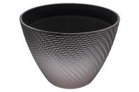 China 10.5inx10.5inx8.25in Outdoor Plastic Plant Pots 1.5GL Black Round Flower Pots for sale