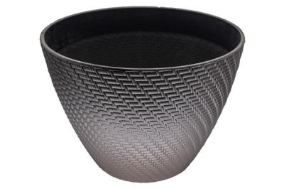 China 10.5inx10.5inx8.25in Outdoor Plastic Plant Pots 1.5GL Black Round Flower Pots for sale