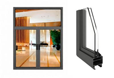 China GC38 Series Black Casement Windows 1.2mm-1.4mm Aluminum Profile with Double-Glazed Glass for Residential Buildings for sale