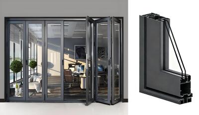 China 2.0mm JZ70Z Aluminum Folding Sliding Door System for Large Openings with Superior Wind Resistance for sale