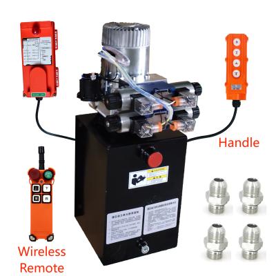 China DC12V Double Acting Hydraulic Pump Unit Wireless Control With 8 Quart Metal Tank for sale