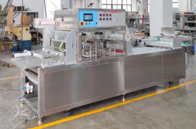 China CE certificate LC-672CF Fully Automatic Vacuum Disc Salad dressings, sauces, fruit purees, meat purees, cups tray Filling and Sealing Machine for sale