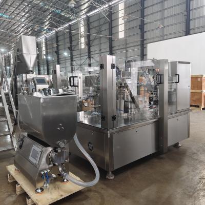 China LC-350R-8 Stations Pre-packaged Plastic Sachet Film For Ketchup Salad Dressing Flat 3 Side Seal Sauce Pouch Food Grade Condiment Packaging Bags for sale