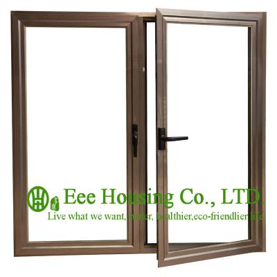 China Anodized Aluminum Casement Alloy Windows With insect net, Wood color Casement Windows for sale