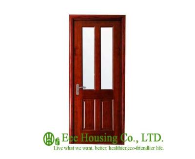 China Wooden Timber Veneer door with glazing, exterior swing door, natural veneer door for sale