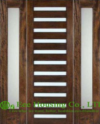 China Customized Solid Mahogany Entry Door with Laminated glass For Villas for sale