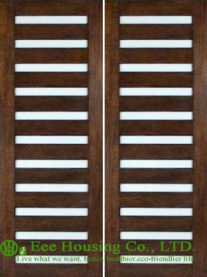 China Entrance Solid walnut wooden door, Swing Double Leaf With lacquer finished for sale