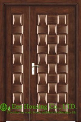 China Embossed Solid Timber Entry door With Son-mother Door Leaf Type, for residential house, villa, apartment, office for sale