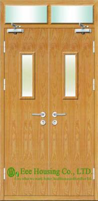 China Commercial fire retardant wooden doors With Glass Panel, 50mm thickness for sale