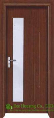 China Paint-free Interior PVC Wood Doors with clear tempered glass for sale