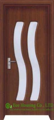 China Outward Swing Interior PVC Wood Doors with clear glass, For Apartments for sale