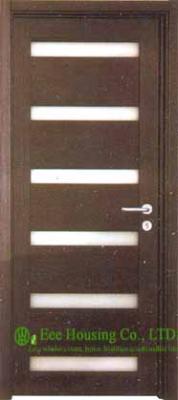 China 40mm Inward Interior PVC Wood Doors with frosted glass For Bathroom for sale
