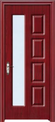 China Solid Core Interior PVC Wood Doors From China Manufacturing, with clear tempered glass for sale