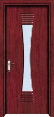 China Solid Core Interior PVC Wood Doors From China Manufacturing, with clear tempered glass for sale