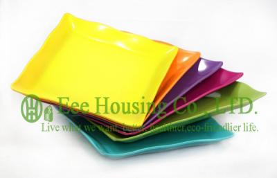 China Eco-friendly Bamboo Fiber Tray, Bamboo Fiber Rect Wavy Tray, Blue and Yeallow colors for sale