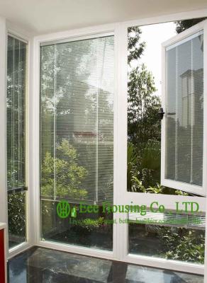 China White Color Upvc Casement And Fixed Windows With Louvers Inside For House, Double glazing for sale