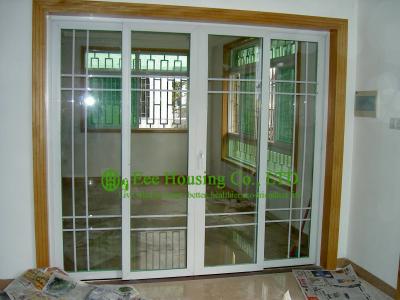 China Grilled UPVC Sliding Door For Residential Home,White Color Profile Vinyl Sliding door for sale