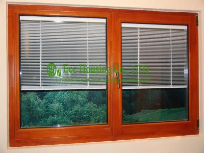 China Aluminum Alloy Casement Windows With Louvers For Apartment, Wood Color Frame windows for sale