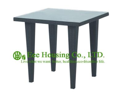 China 80*80*74cm Mordern Outdoor PE Rattan Dining Table For Sale, 5mm tempered glass table top for sale