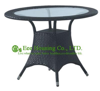 China Mordern Outdoor PE Rattan Dining Table With Tempered glass table top,Outdoor Rattan Table for sale