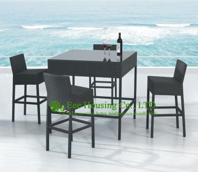 China Outdoor Square Rattan Bar Table With Four Chairs,Durable and Eco-friendly Bistro 4 seaters for sale