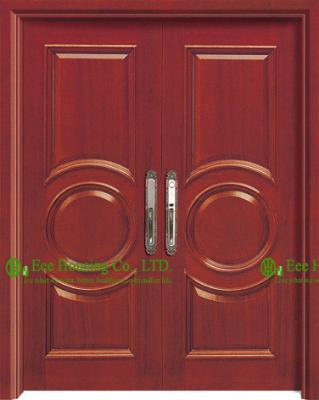 China luxury Exterior Timber Veneer Wood Double Entry Door,Exterior Solid Swing Wooden Doors for sale