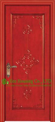 China Simple Design Residential Project Timber Veneer Single Door,Wood exterior doors With Glass for sale