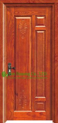 China Luxury Raised Panels Timber Veneer Single Door, Good Quality Hotel Wooden Door With Frame for sale