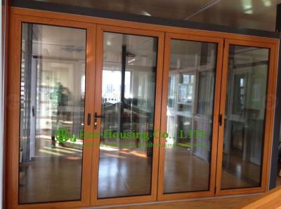 China Aluminum Folding glass Door For Balcony,durable aluminum bi-folding door with wood color for sale