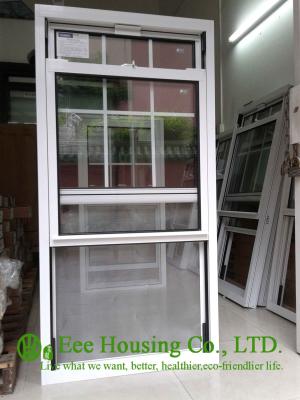 China Double Hung Tilt Aluminum Alloy Windows With Blue Reflective Glass And Insect Screens for sale