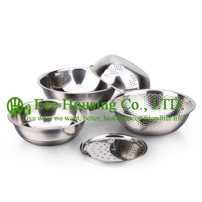 China Stainless Steel cooking cookware kitchenware set,Rice washing sieve,wash vegetable plate,water separate pan Kitchen for sale
