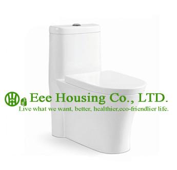 China Wc Toilet With Dual Flush Ceramic One Piece , Siphon Flushing Elongated Wall Mount Toilet Bowl for sale