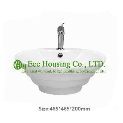 China Ceramic basin sanitary ware bathroom shower hair shampoo cabinet mounted wall round vanity basin for sale
