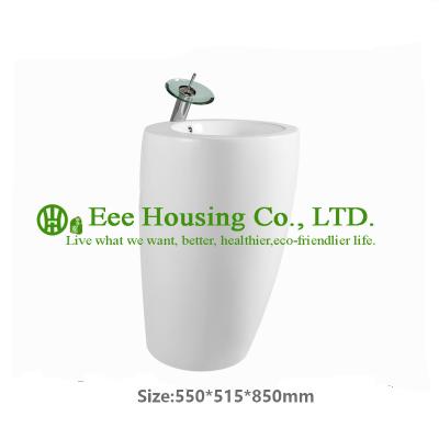 China Ceramic basin sanitary ware bathroom shower hair shampoo cabinet mounted wall round vanity basin pedestal basin for sale