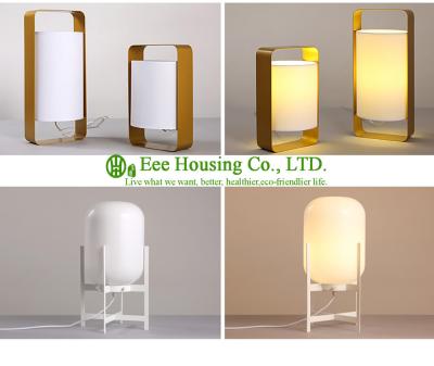 China North America LED Modern Table Desk Lamp White Lampshade Gold Light Base Residential Lighting for sale