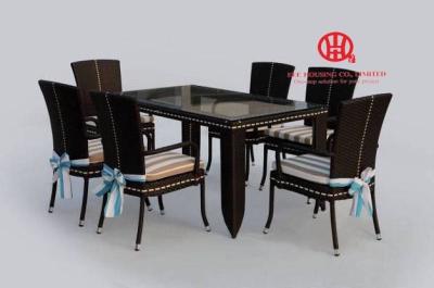China Modern dining room wicker furniture leisure rattan dining table and chair for sale