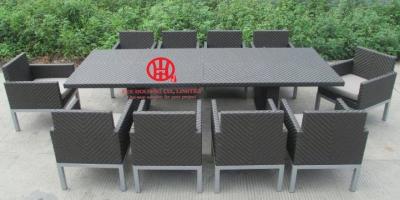 China Fashion rattan table dining set for 10 persons,Leisure bistro rattan dining set for sale