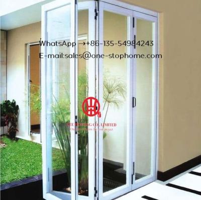 China patio doors for villa use,Exterior Room Dividers Soundproof Insulated Glass,Aluminium Double Glass Sliding Folding Door for sale