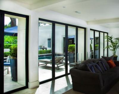China Double glazing lowes bi fold door/Accordion aluminum glass patio exterior bifold doors /bi-fold door anti-clamping for sale