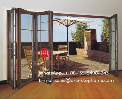 China Exterior entrance veranda sliding bifold aluminum folding glass,Multi-Leaf Door,Outdoor Dividers Soundproof fold door for sale