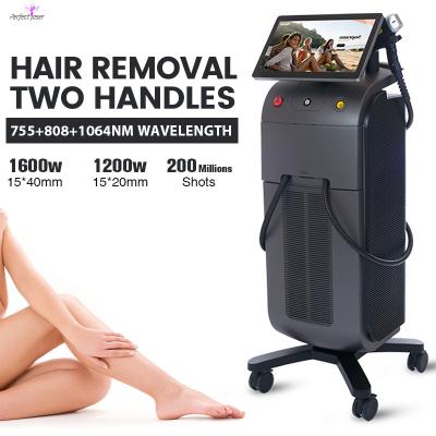China Powerful 3500W 2 Handles 808nm Diode Laser Hair Removal Machine with 755nm 808nm 1064nm Wavelengths for sale