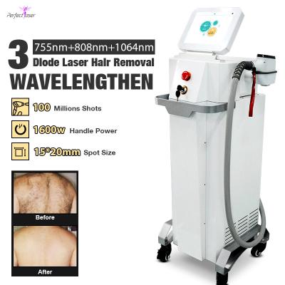 China Dual Wavelength 808nm Diode Laser Hair Removal Machine with 15.6 Inch Android Color Touch Screen for sale